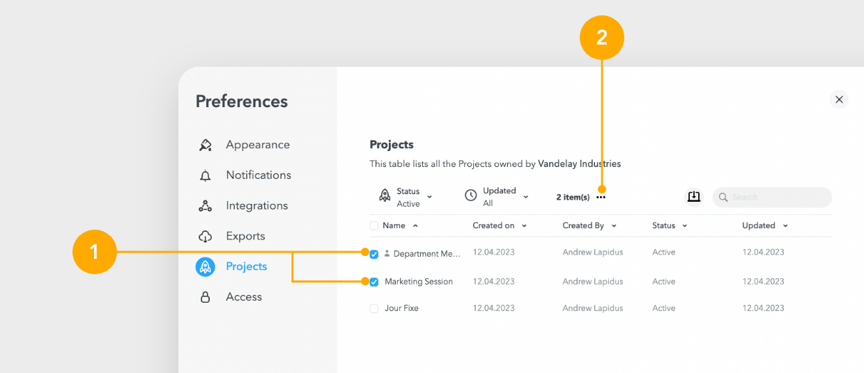 Projects Tab: Manage Projects Owned by Your Team – MeisterTask