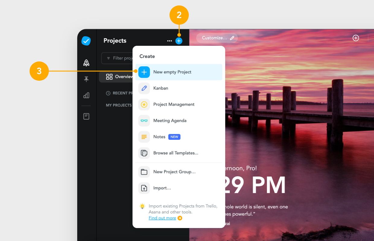 Create a New Project – MeisterTask