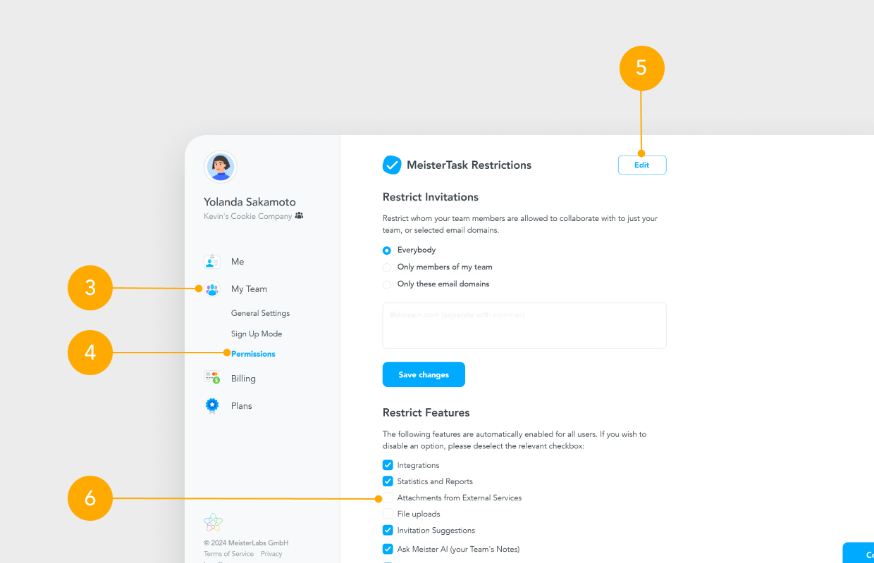 Adjust Team Security Settings – MeisterTask