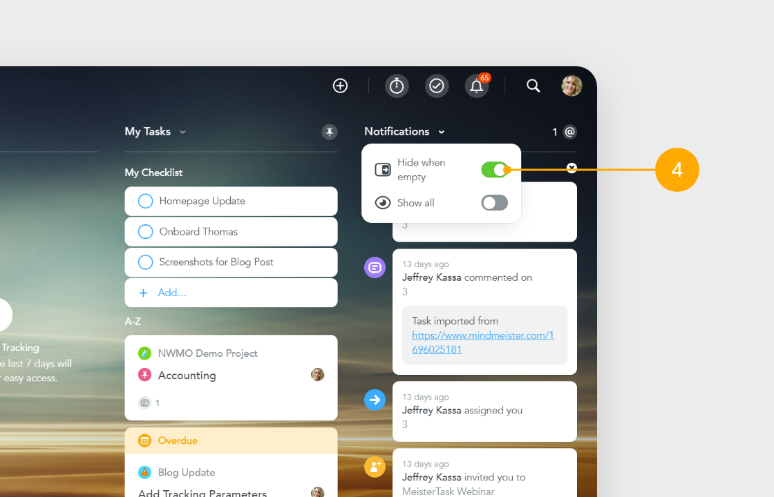 Change Notification Settings – MeisterTask