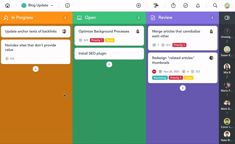 Manage Project Sections – MeisterTask