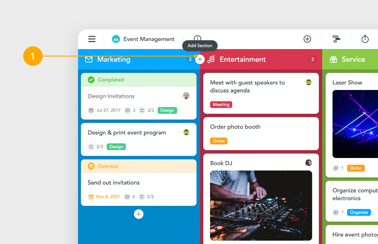 Manage Project Sections – MeisterTask