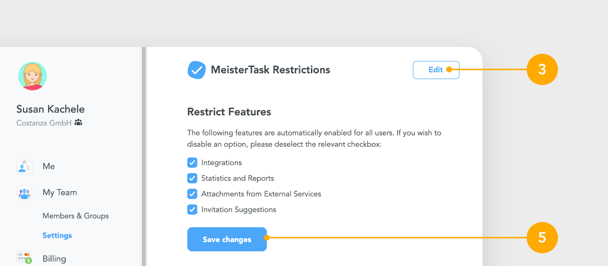 Adjust Team Security Settings – MeisterTask
